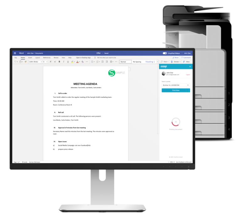 Office 365: Smooth printing from web & embedded Office 365 versions - ezeep